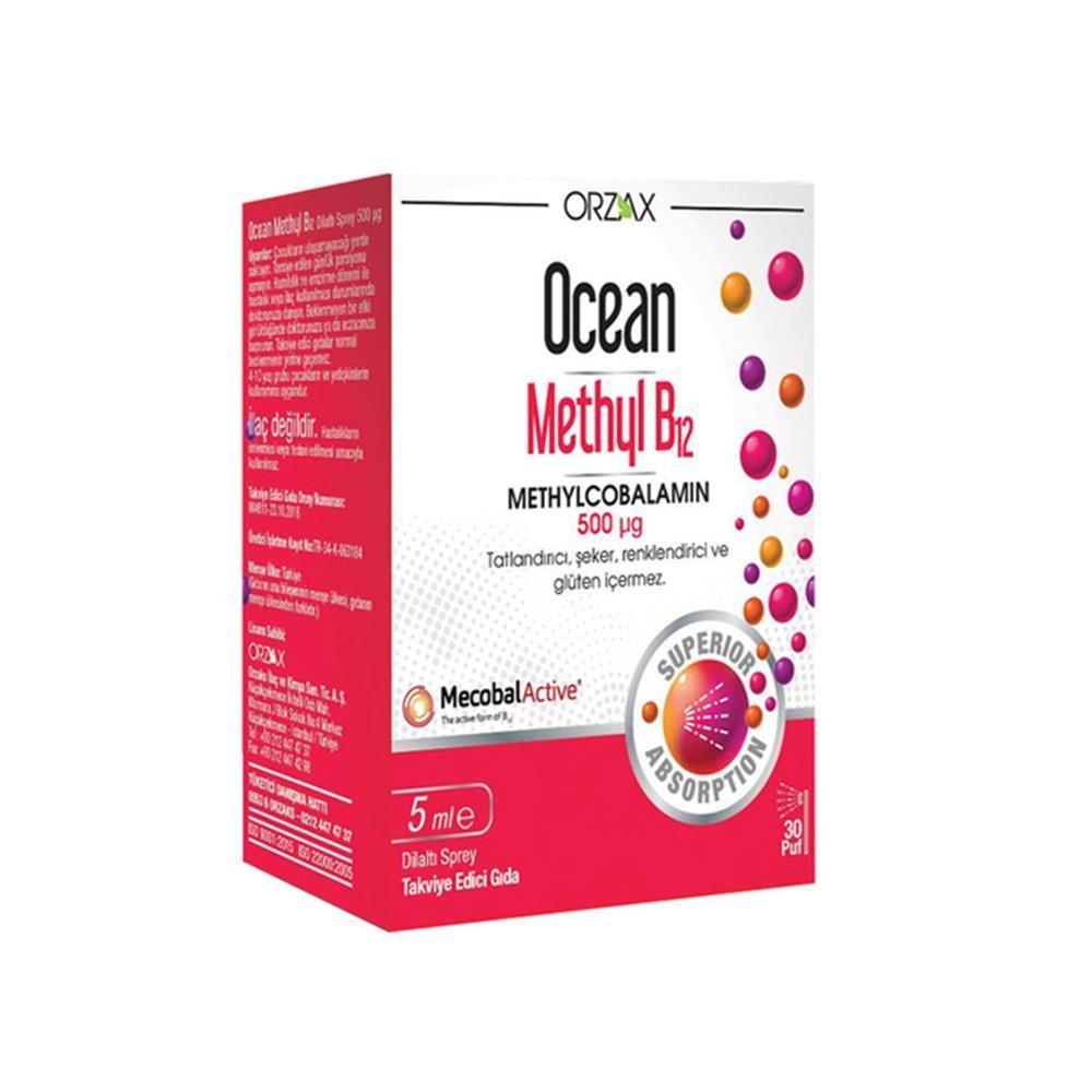 Orzax Ocean Methyl B12 Dilaltı Sprey 500 mcg 5 ml - 8697595871980 | Kozvit