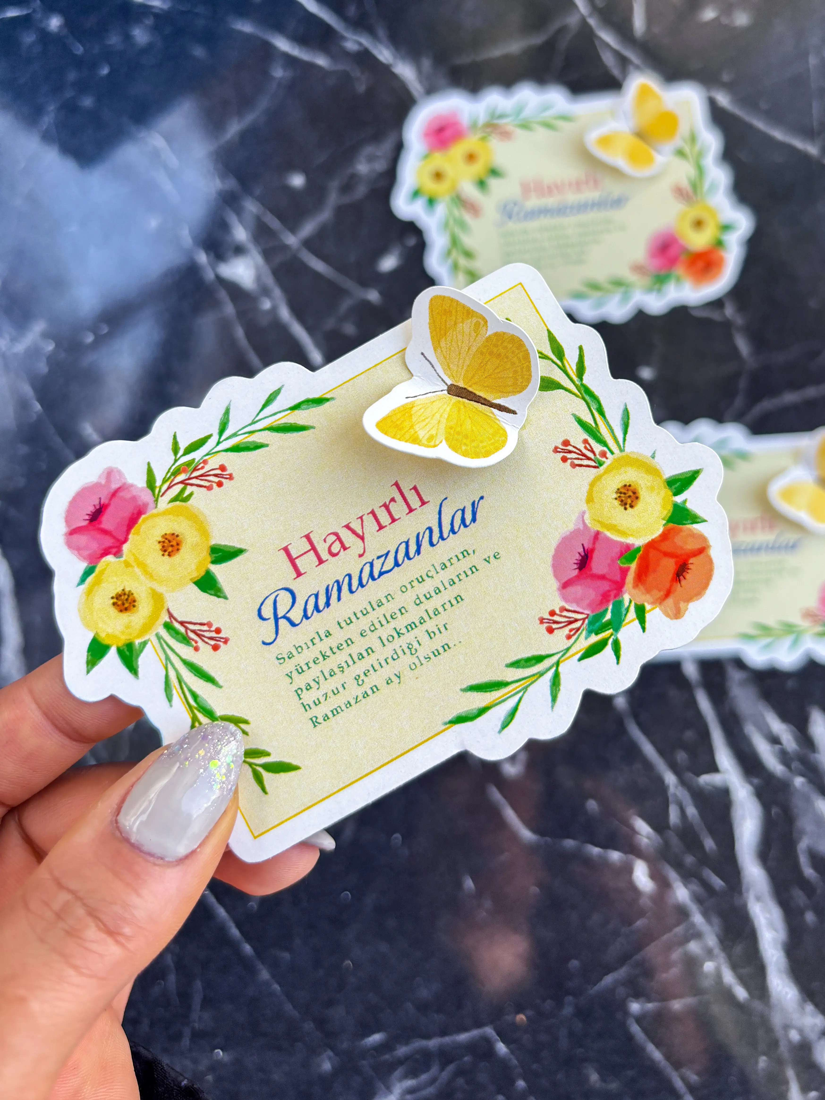 3 boyutlu ramazan tebrik kartı 20 adet 10x7 cm kelebek detaylı hediye ...