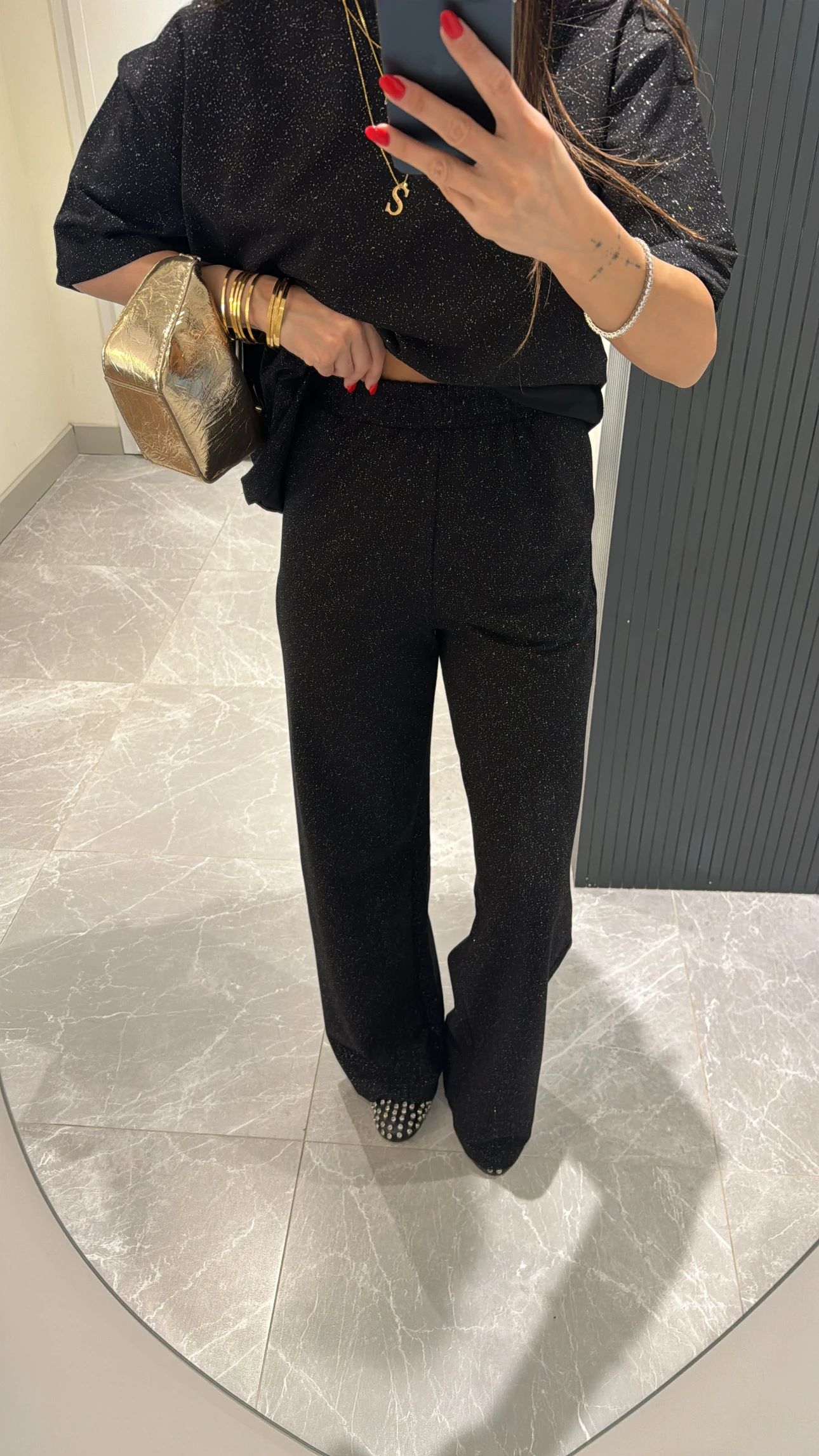 Marka model siyah simli ikili takım