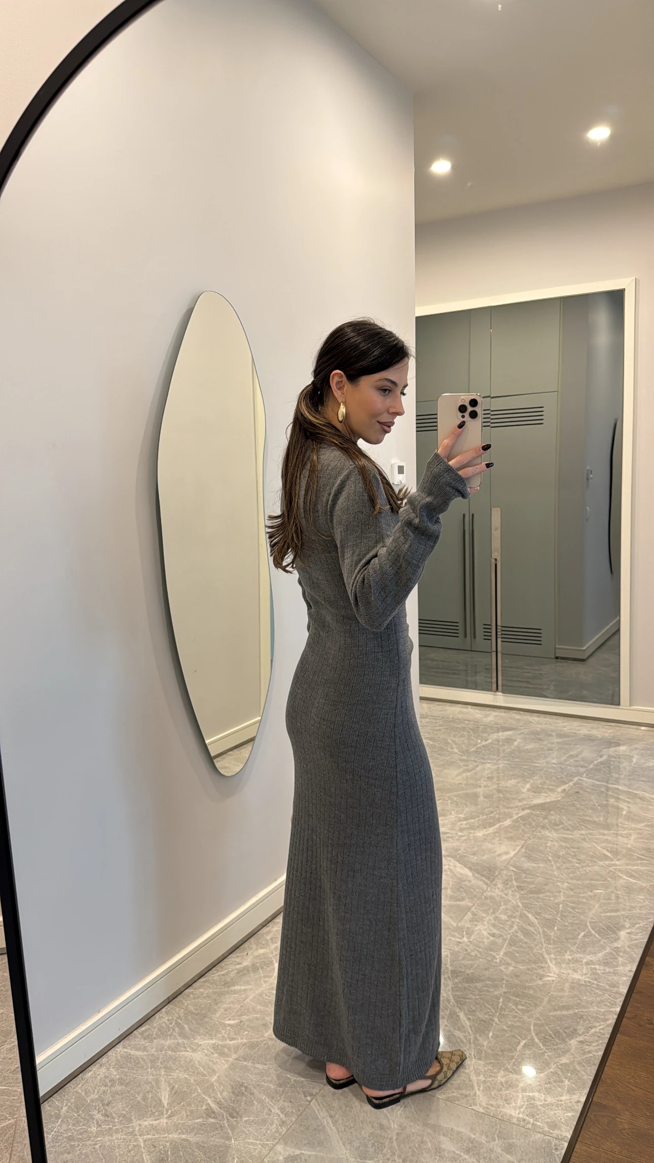 Marka Model Antrasit Gri Bağlama Detaylı Elbise