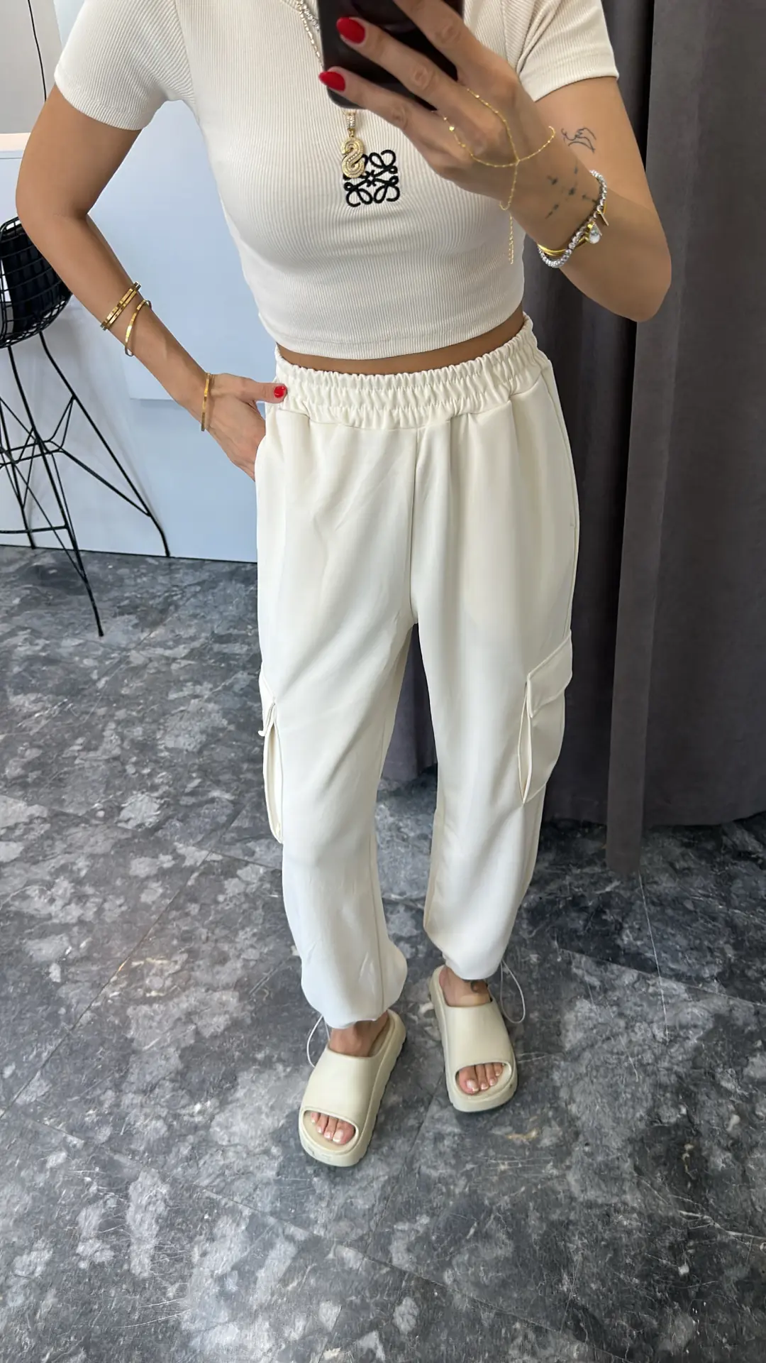 Oysho model kumaş kargo model modal kumaş pantolon