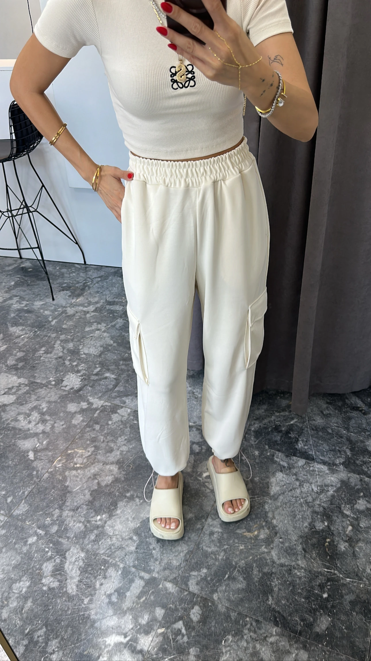 Oysho model kumaş kargo model modal kumaş pantolon