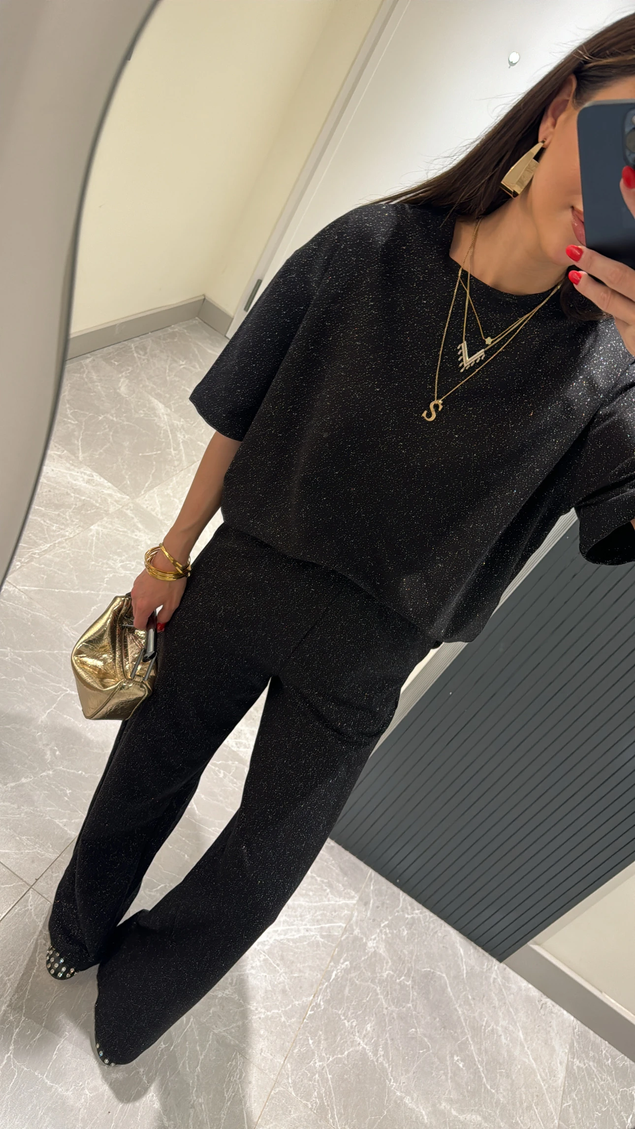 Marka model siyah simli ikili takım