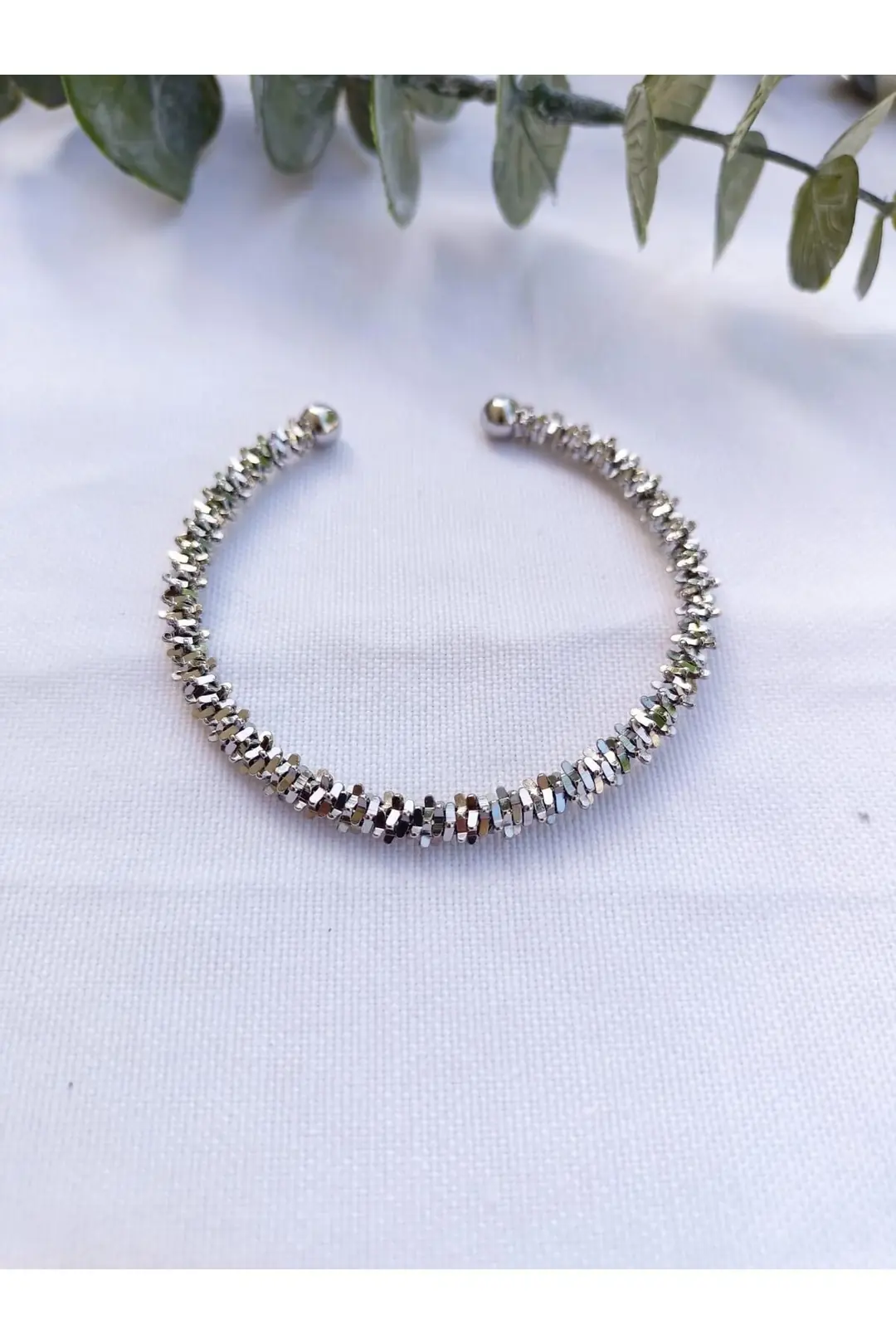 Silver Tırtık Plaka Kelepçe Bileklik