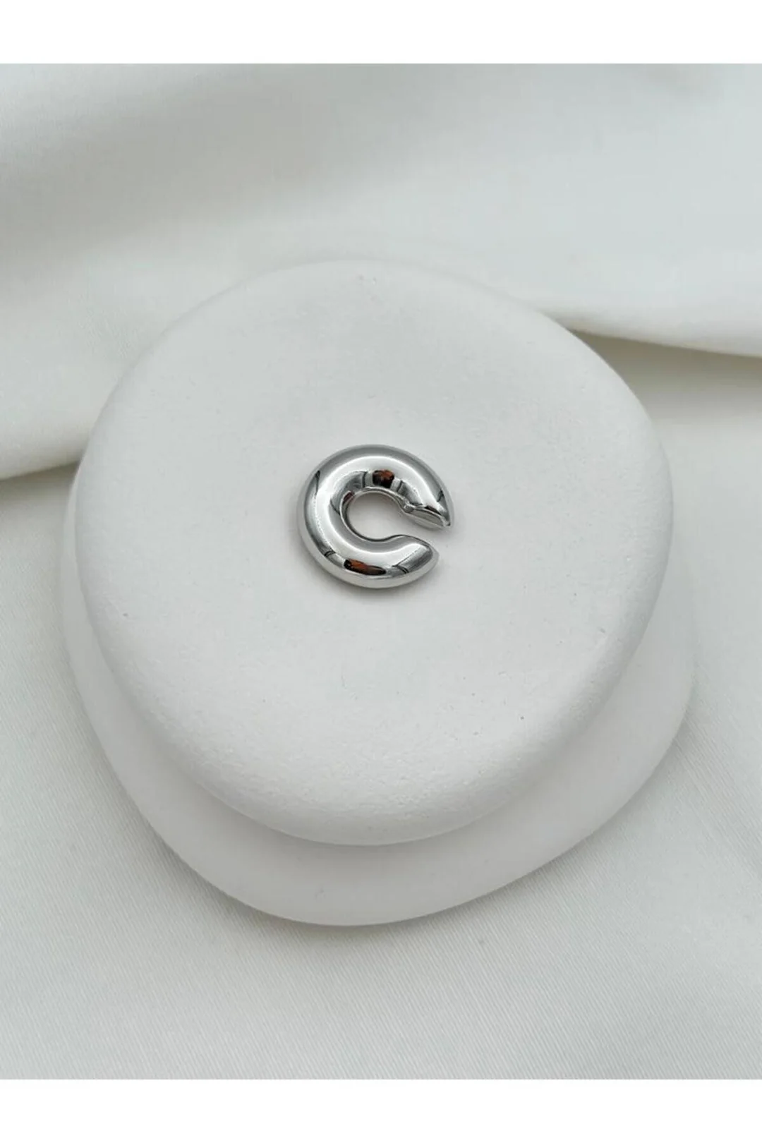 Silver ve Gold Özel Seri Kalın Bombeli Plaka Büyük Boy Earcuff Kıkırda