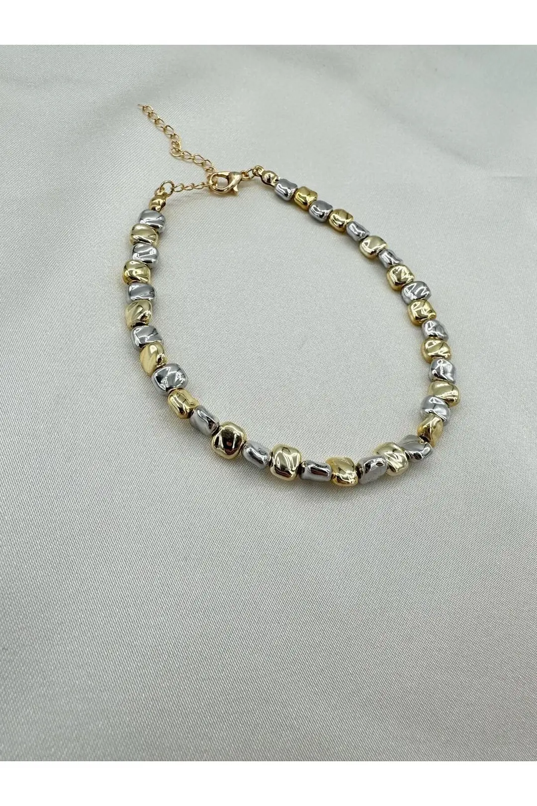 Gold Ve Silver Kare Dövme Plaka Halhal