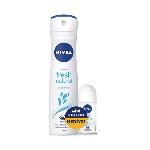 Nivea Deodorant Sprey Fresh Natural Kadın 150 Ml + Mini Roll-On 25 Ml Set | Cosmetica