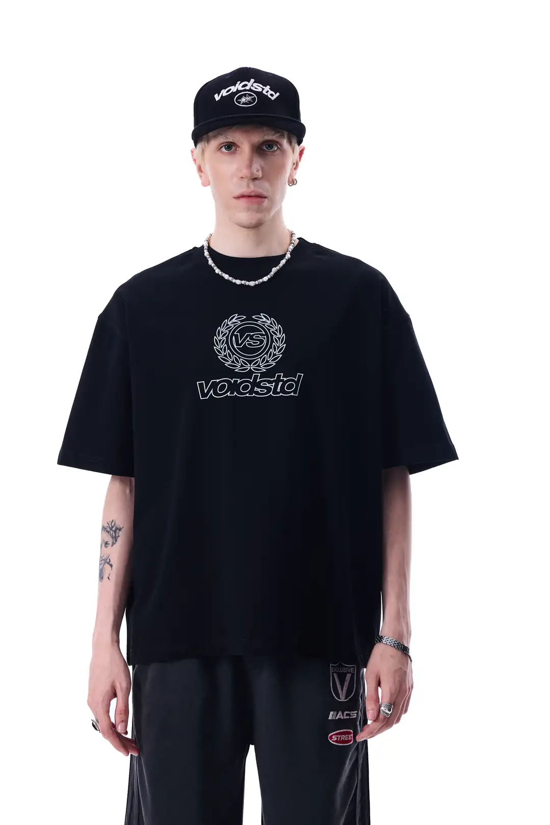 VOID MONOCHROME CREST LOGO PREMIUM OVERSIZE T-SHIRT