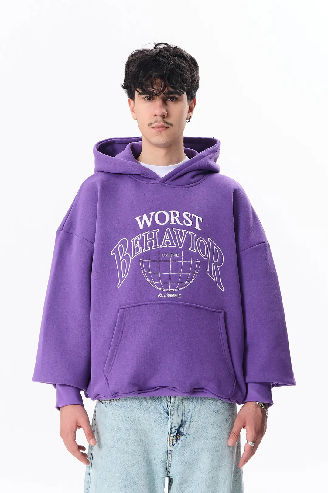 Worst Behavior Nakışlı Premium Oversize Sweatshirt