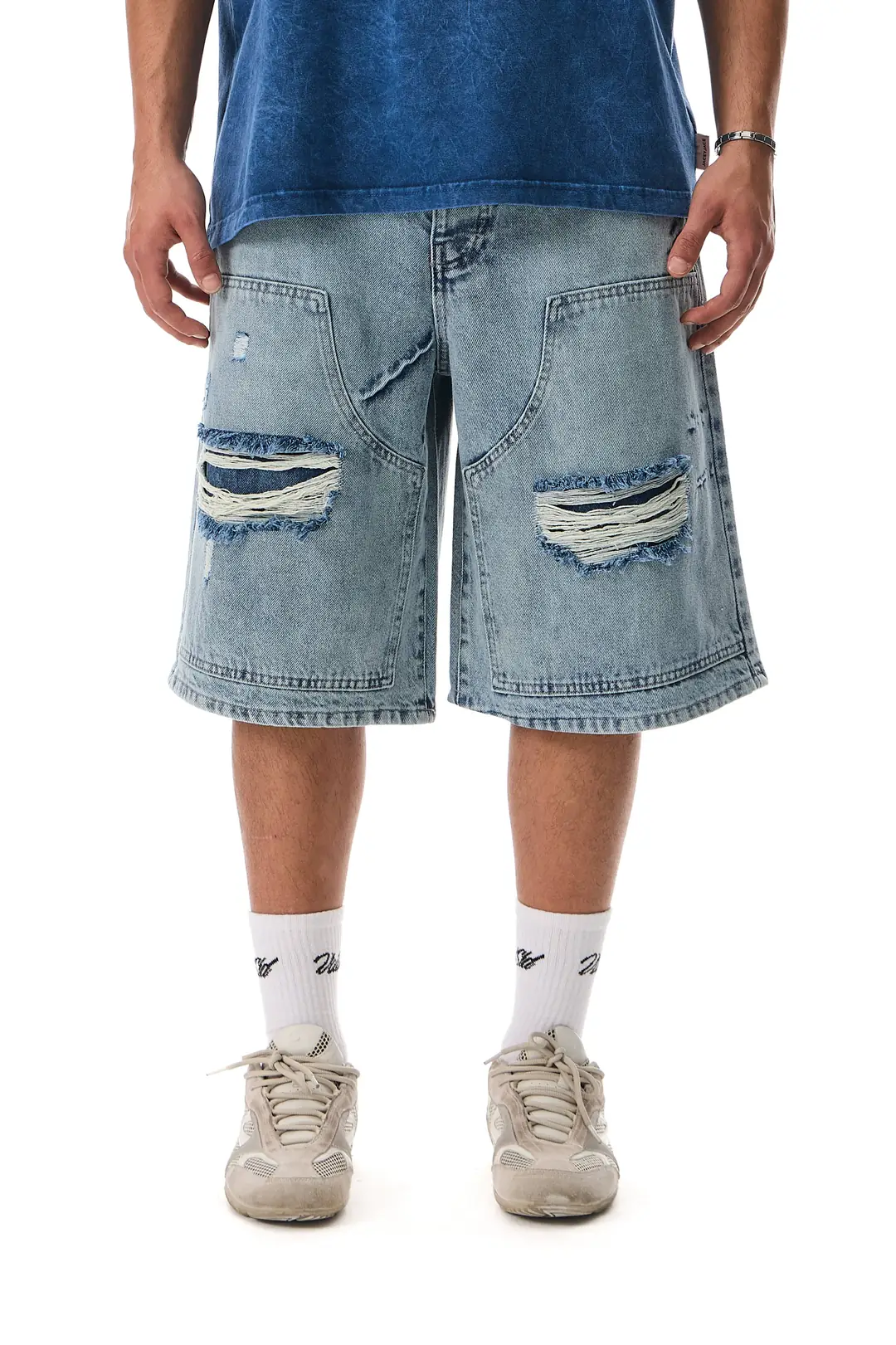 Ripped Detaylı Yıkamalı Premium Oversize Bermuda Şort