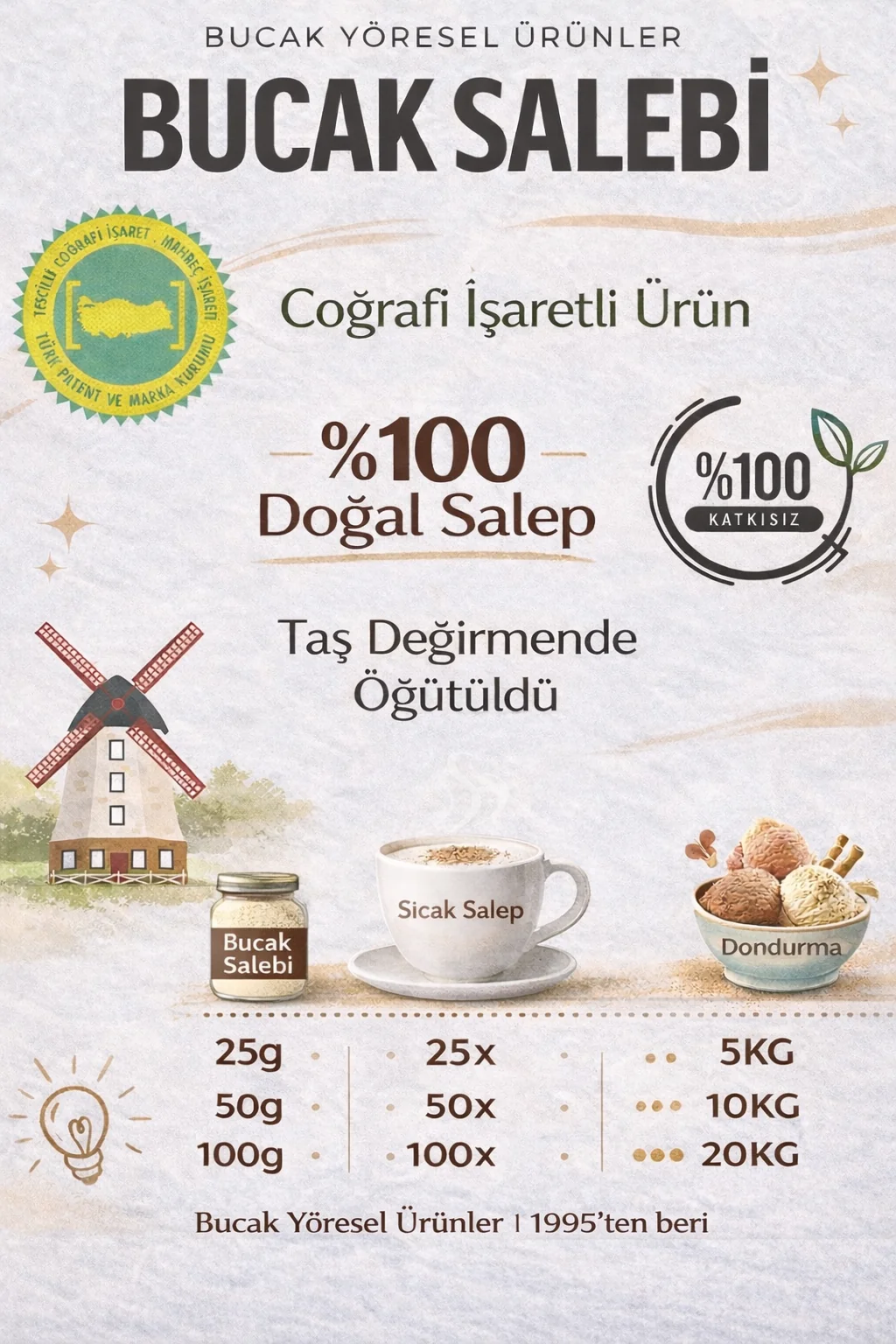 Bucak Salebi 25g, %100 Saf Salep, Doğal Bucak Sahlebi ®️ coğrafi ...