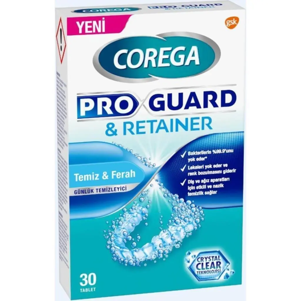 Corega Pro Guard & Retainer Temiz ve Ferah Günlük Temizleyici 30 Tablet ...