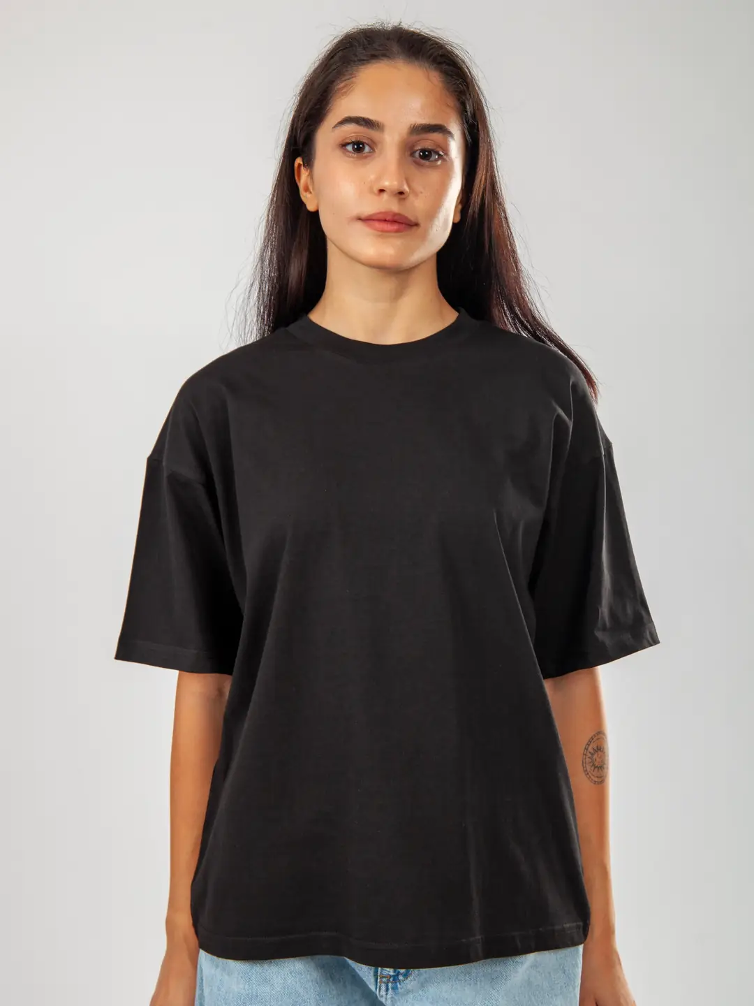 Basic Oversize T-Shirt Kadın - Siyah