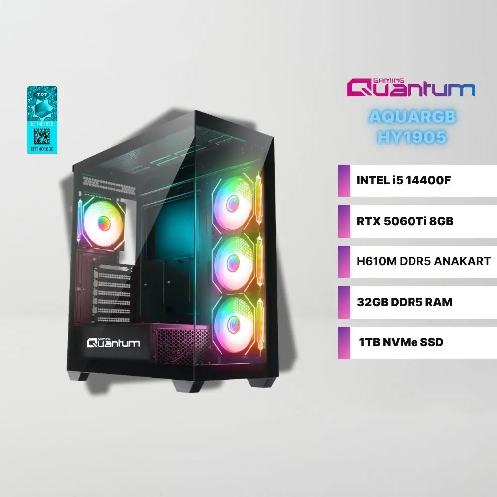 Quantum Gaming AquaRGB HY1905 Intel i5-14400F 32GB DDR5 1TB NVMe SSD ...