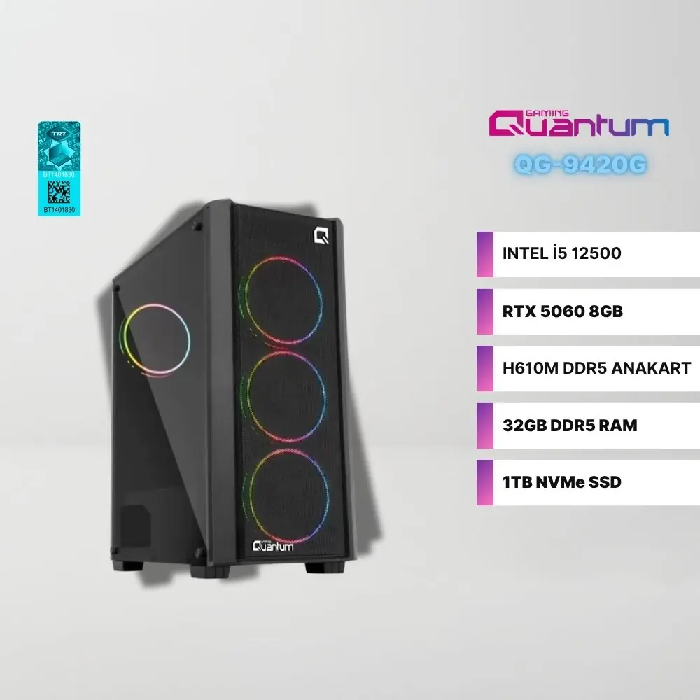 Quantum Gaming QG-9420G QY1609 Intel i5-12500 32GB DDR5 1TB NVMe RTX ...