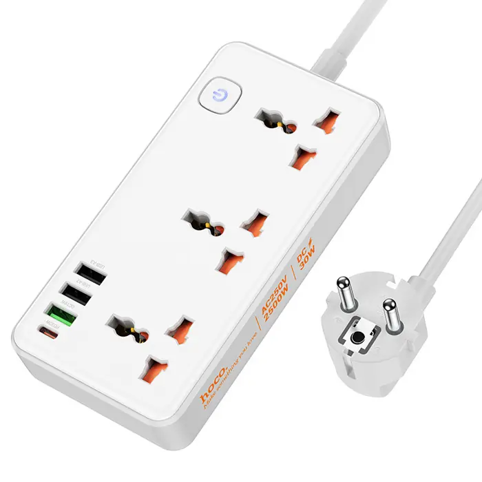 HOCO AC8A 2500W 3 Priz + 3 USB + 30W Type-C Multifonksiyonel Priz ...