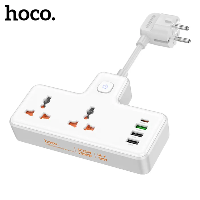 HOCO AC11A 2500W 2 Priz + 3 USB + 30W Type-C Multifonksiyonel Priz ...