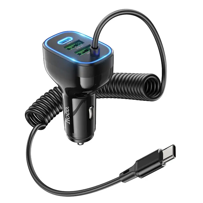 HOCO NZ11A 30W 2 USB+ Type-C Girisli Type-C Kablolu Araç Çakmaklik Sarj ...