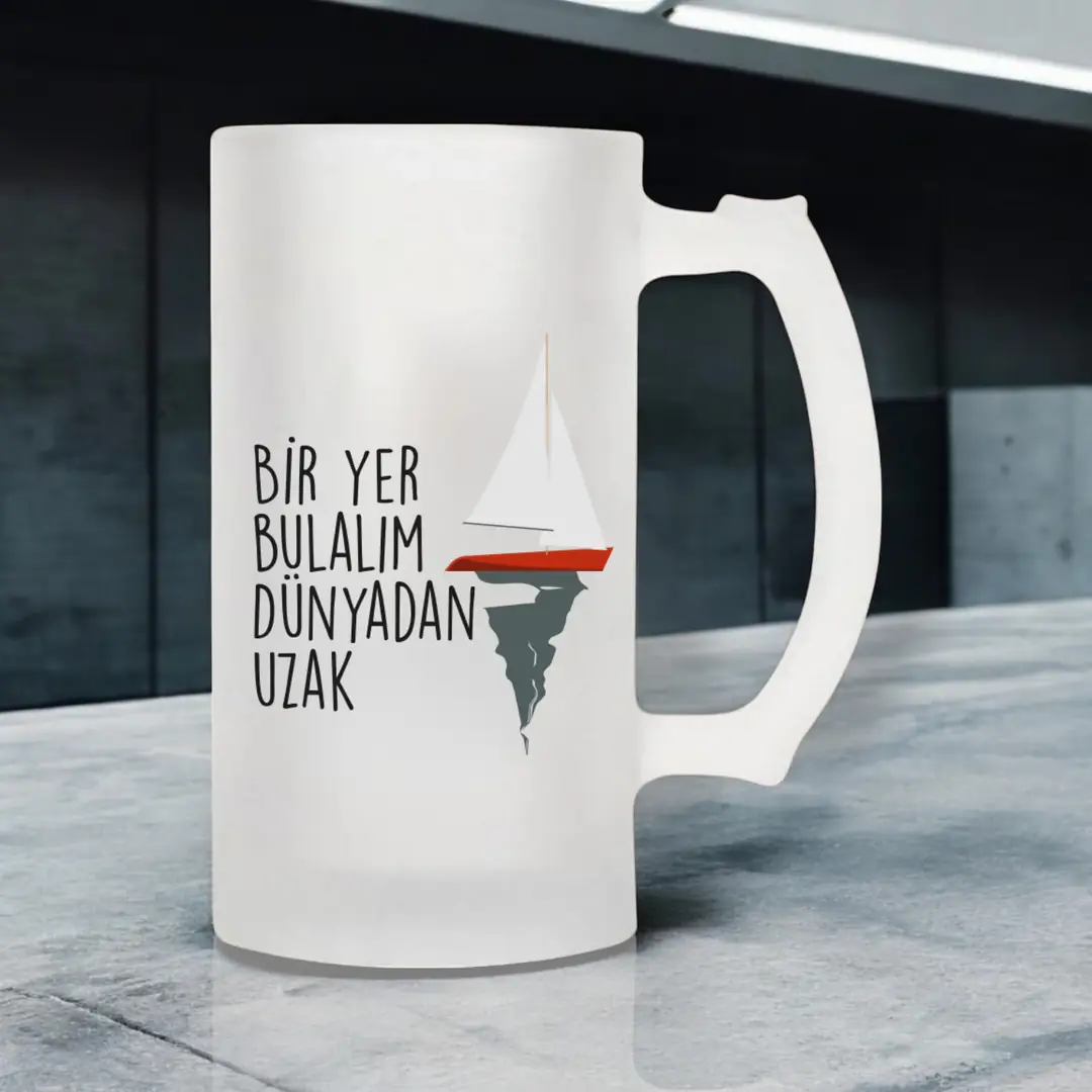 Bir Yer Bulalım Dünyadan Uzak Buzlu Cam Bira Bardak