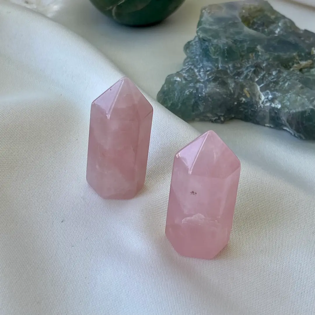 Pembe Kuvars Taşı Mini Kule Tekli - Elifsu Jewelry