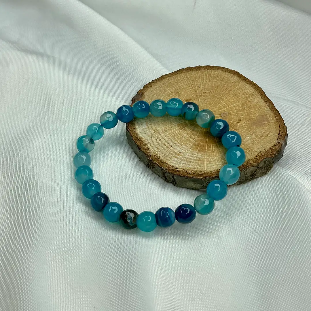 Mavi Akik Taşı Fasetli Kesim Bileklik - Elifsu Jewelry