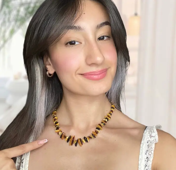 Kehribar Taşı Kırıktaş Yetişkin Kolye - Elifsu Jewelry