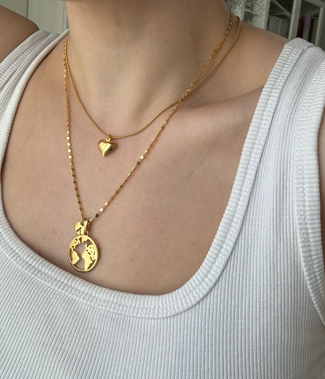 Gold Dünya ve Kalp Set - Neta Tasarım