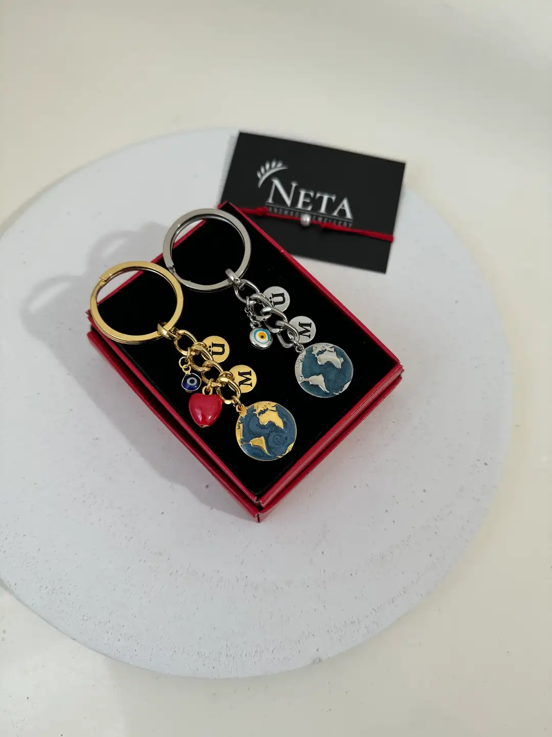 Dünyam Çift Anahtarlığı Gold-Silver - Neta Tasarım