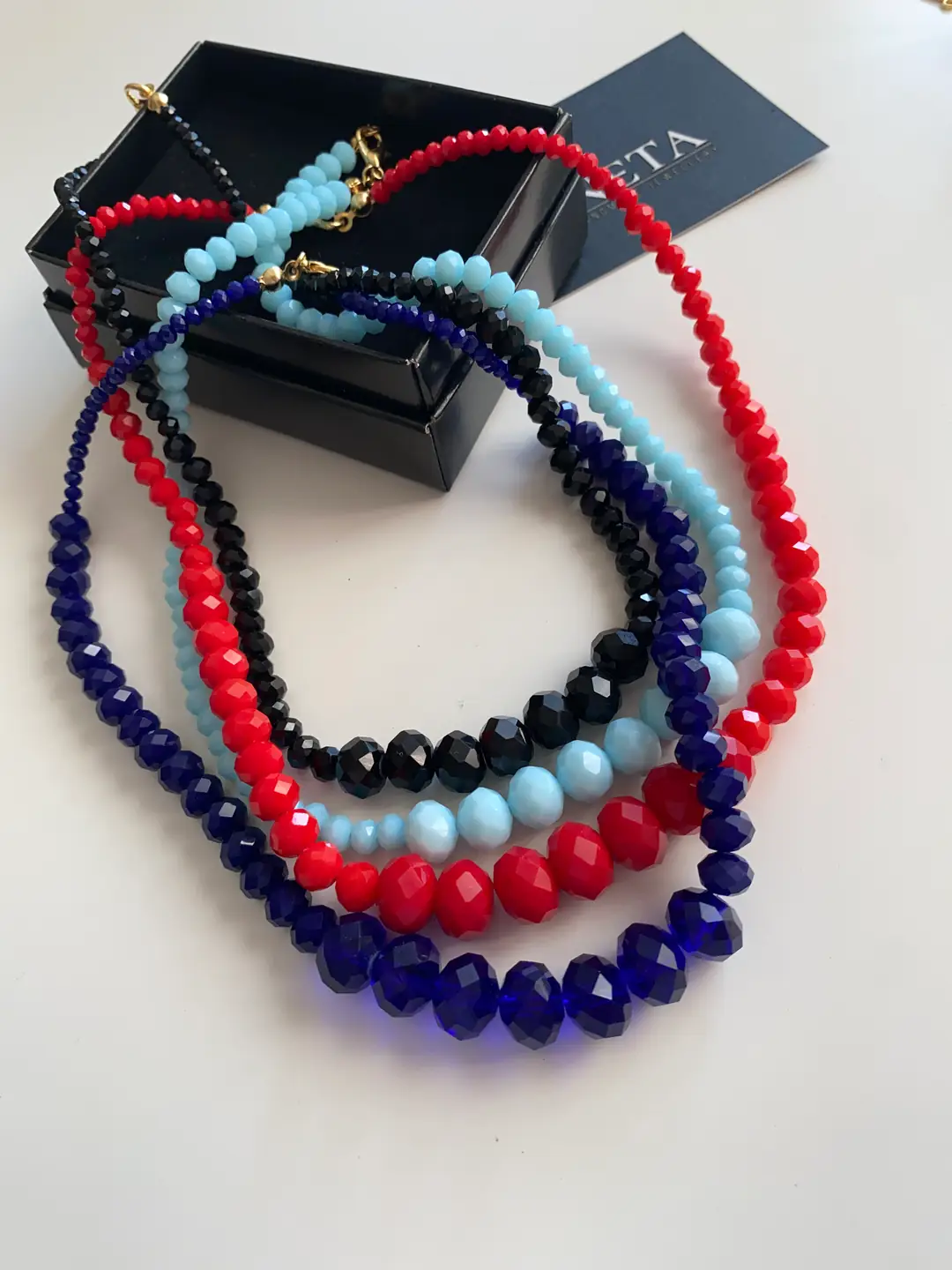 Kristal Boncuk Renkli Kolye - Neta Tasarım