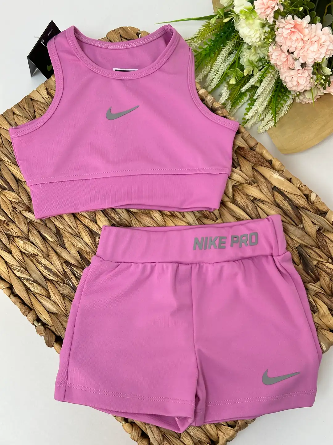 Kız Çocuk Mor Nike Pro Crop Şort Mayo