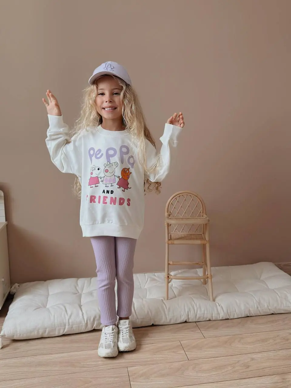 Kız Çocuk Lila Peppa Pig Taytlı Takım