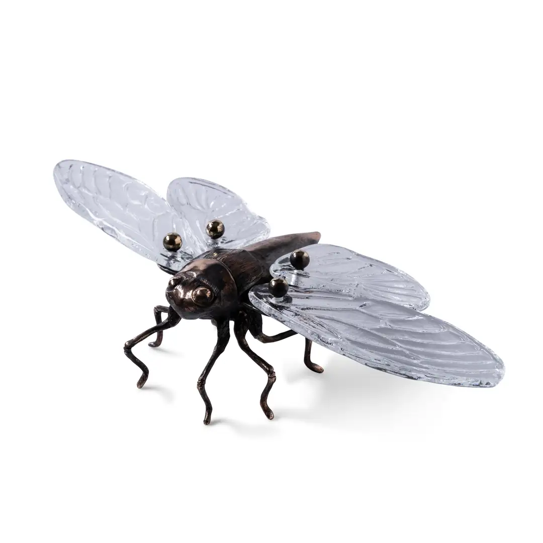 ICARUS Glass Plate - Cast Bronz Cicada | Atelier Terra Madre
