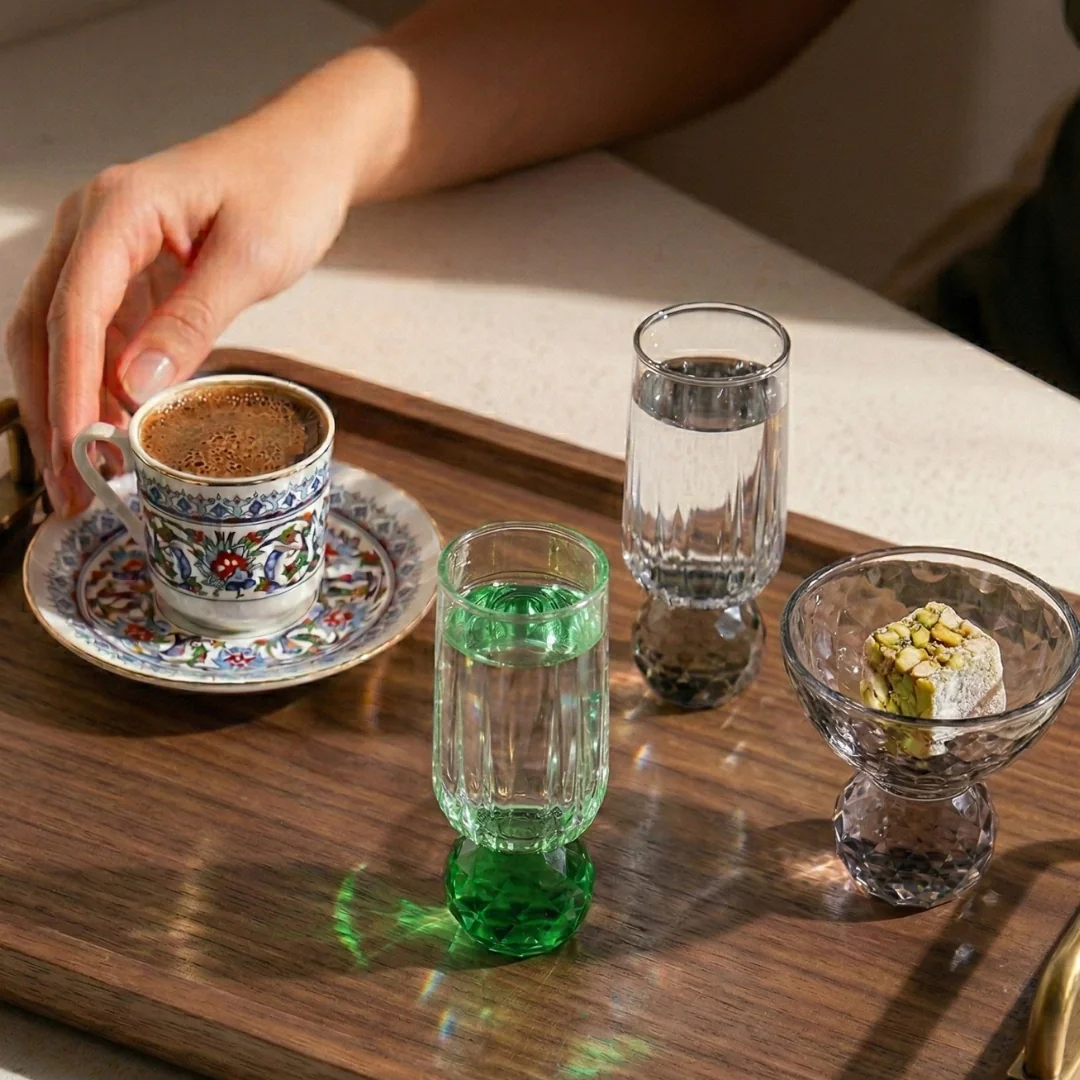 Kristal Top Kahve Yanı Lokumluk Set