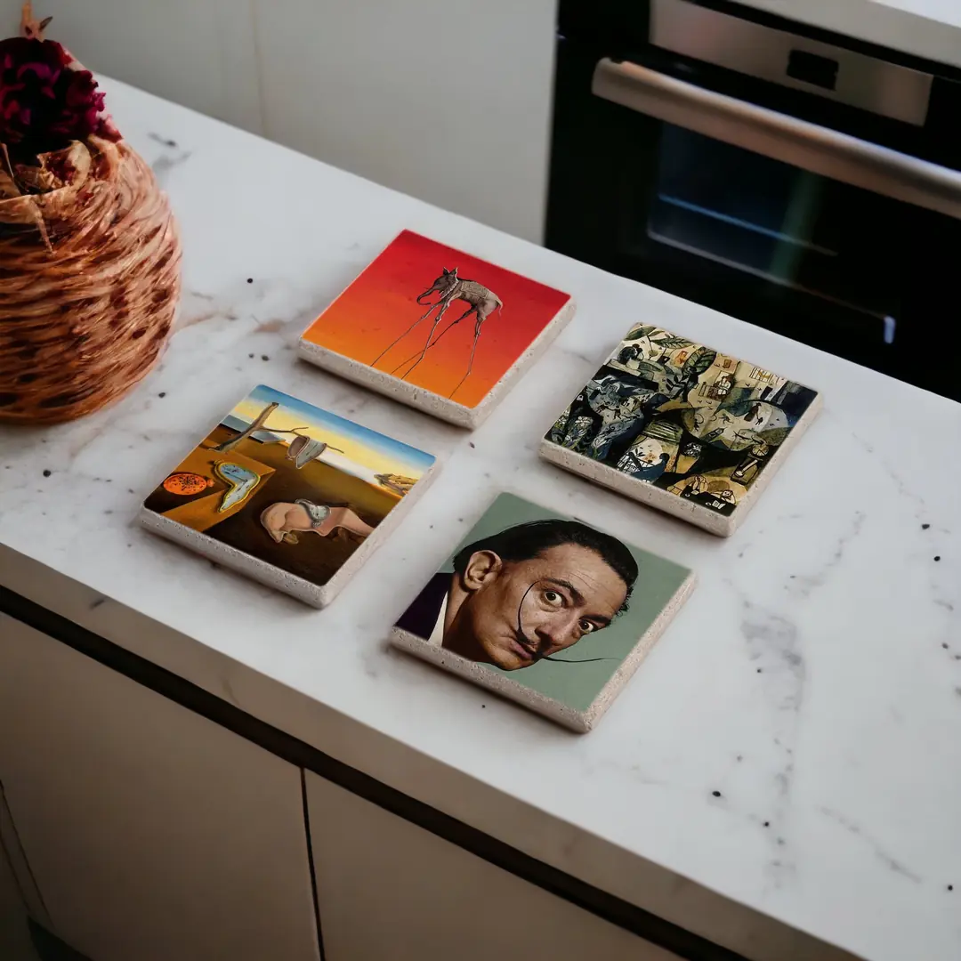 Salvador Dali Tabloları Eriyen Saatler Temalı Doğal Traverten Taş ve ...