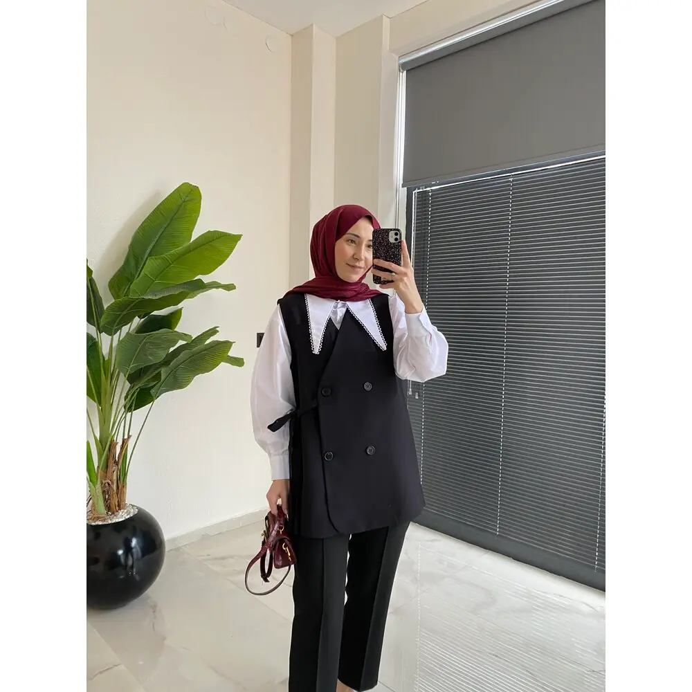 LİNE KREP YELEK SİYAH