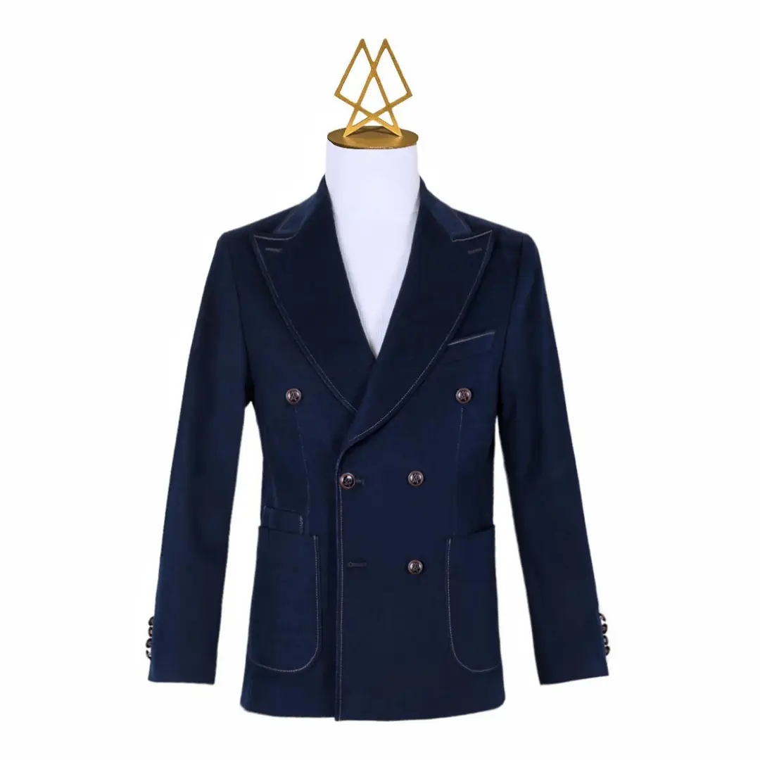 NAVY BLUE DOUBLE BREASTED DENIM JACKET