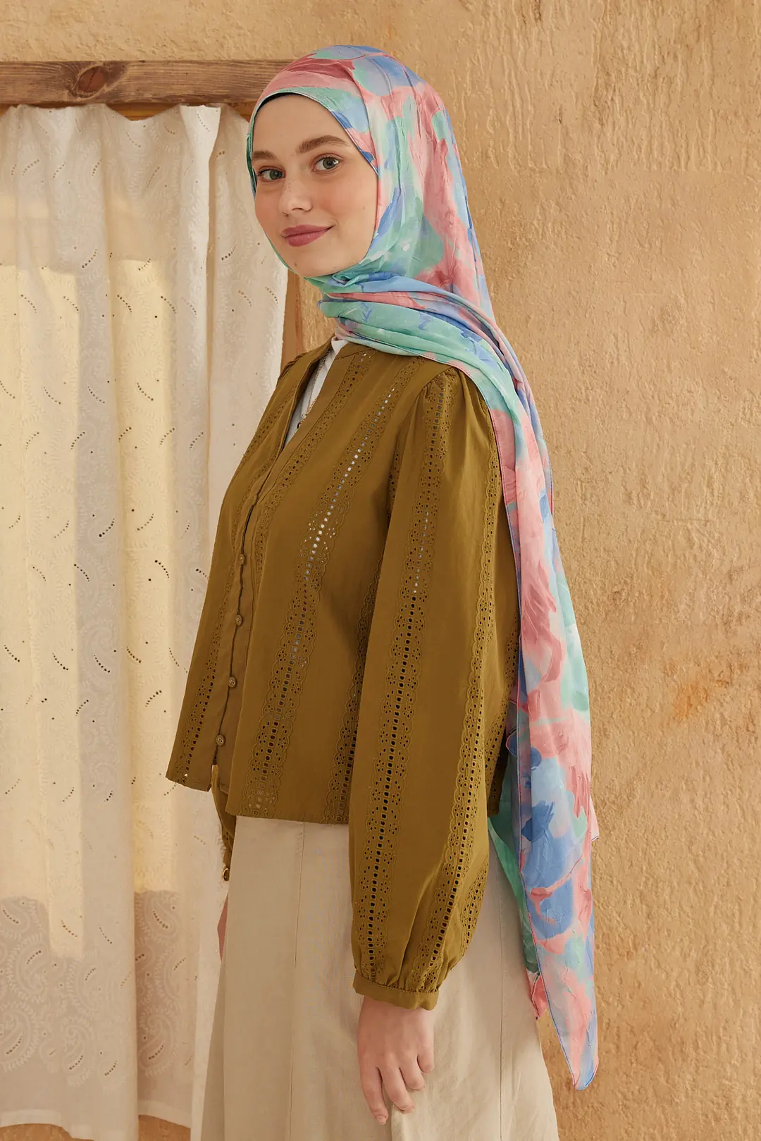 Watercolor Abstract Pattern Bamboo Shawl