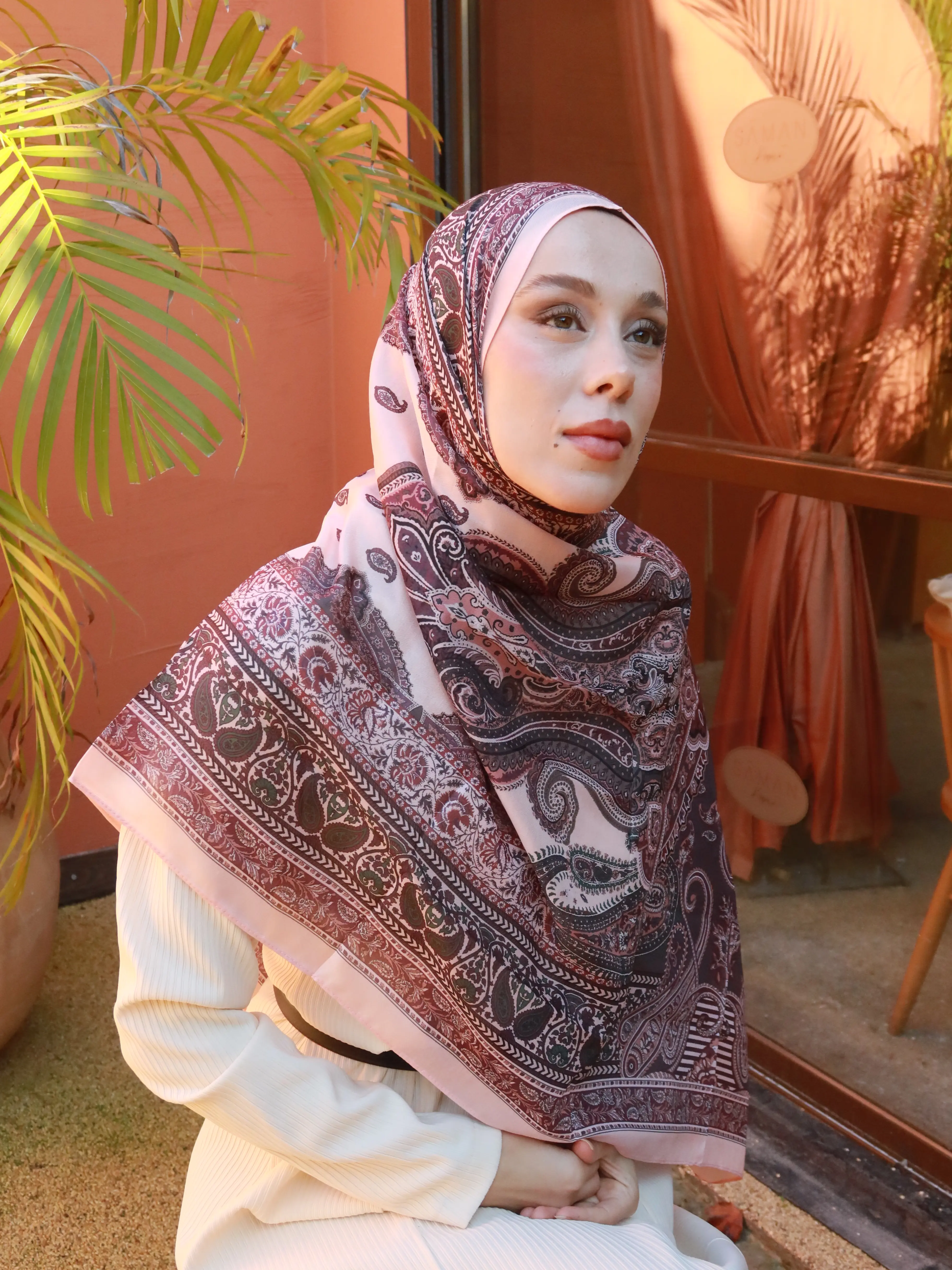 Madera Desen Pamuk Şal
