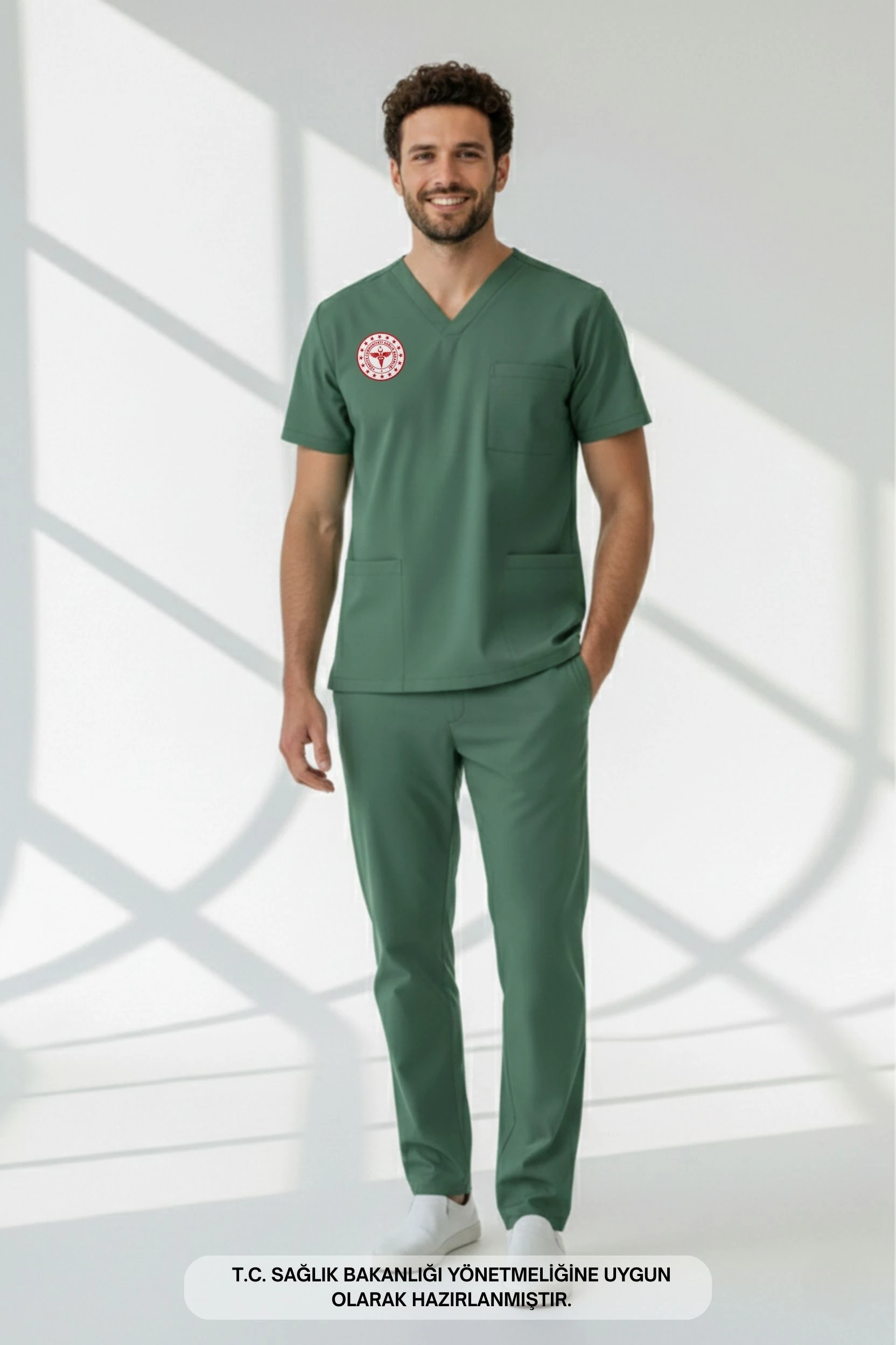 YEŞİL AMELİYATHANE PERSONEL FORMASI LİKRALI SCRUBS TAKIM (FROSTY SPRUCE)