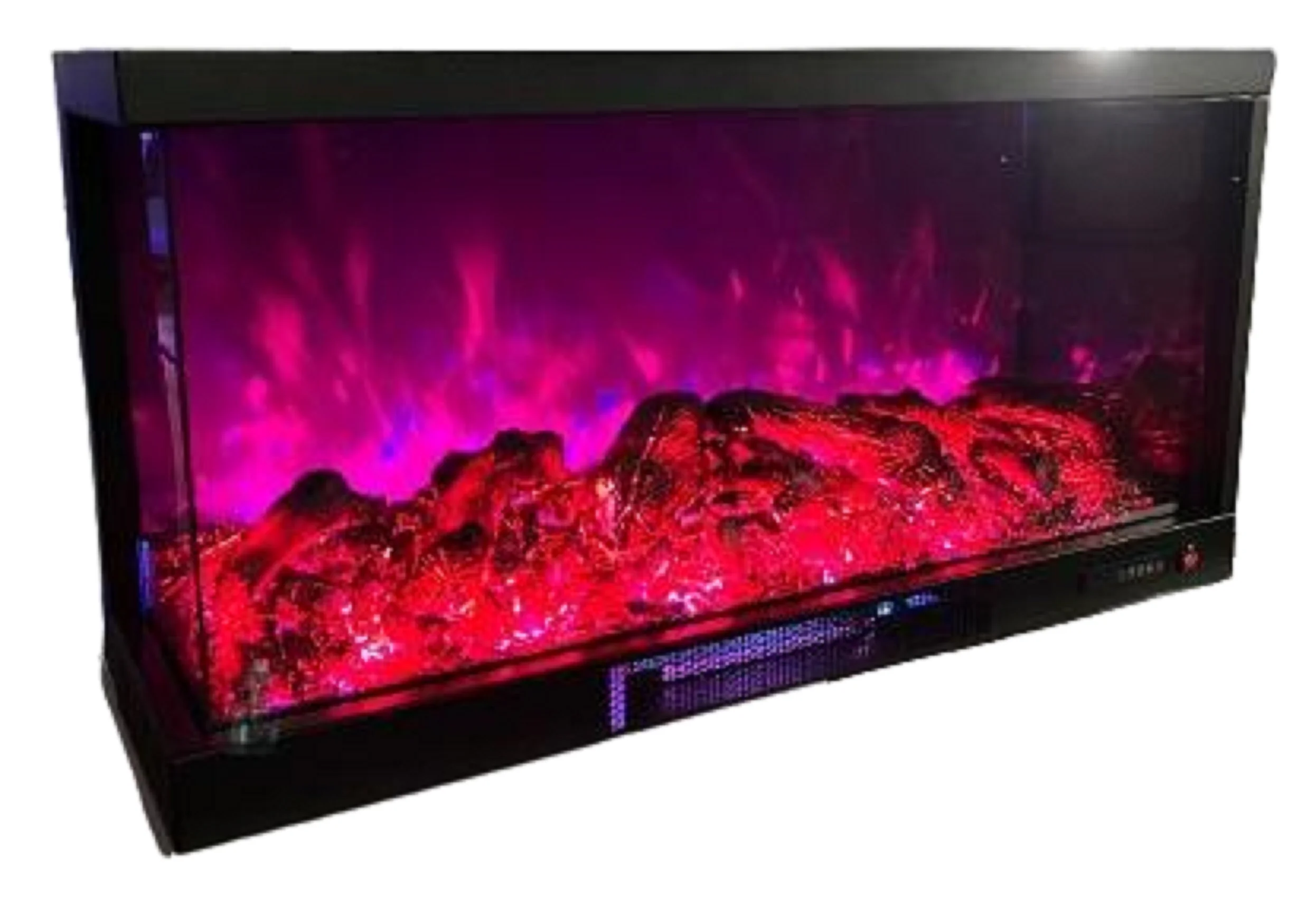 Alaz Efekt 3D Elektrikli Şömine Sol Açık Wifi Bluetoothlu Prizmatik 90 Lık
