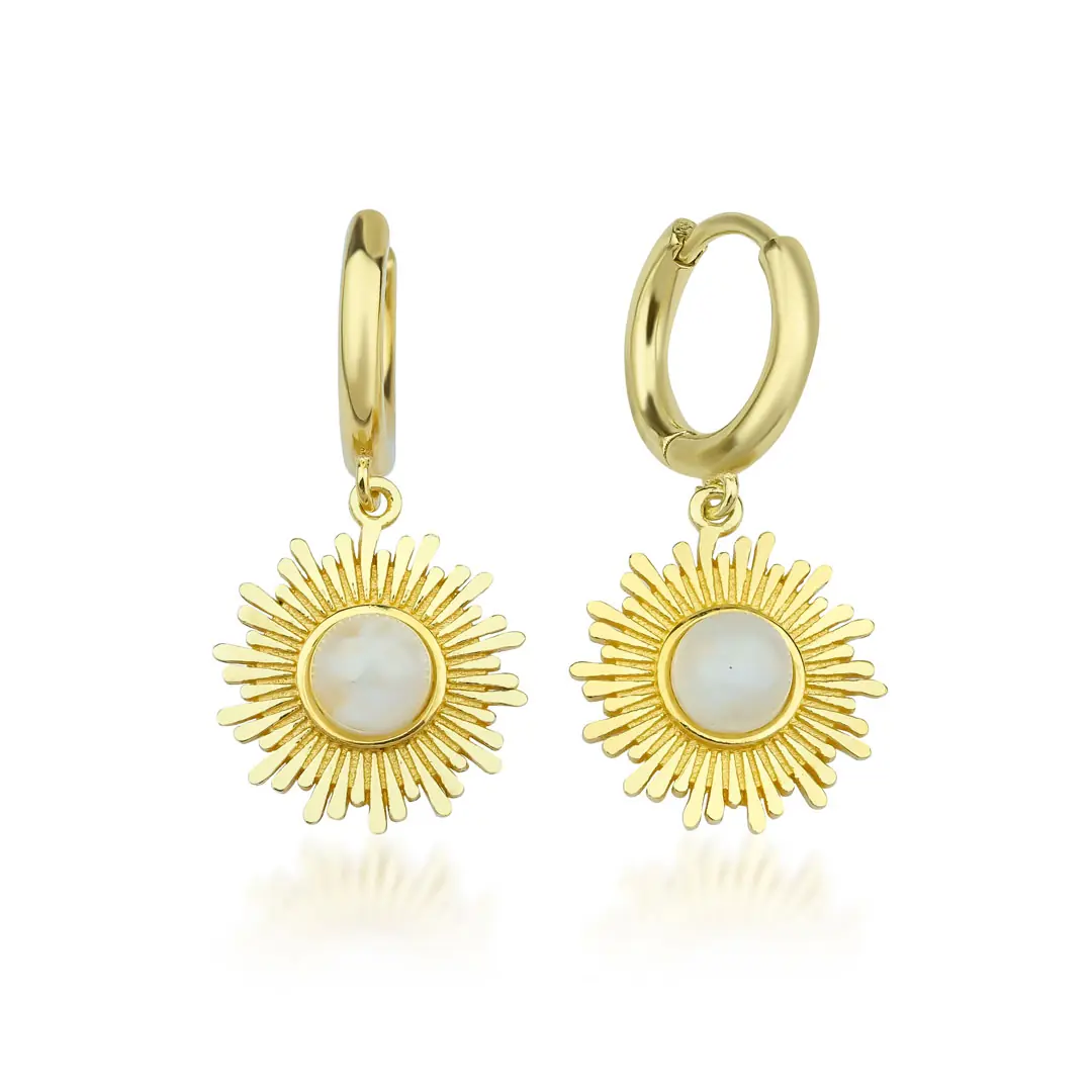 Sun Ay Taşı Küpe - Gufo Jewelry