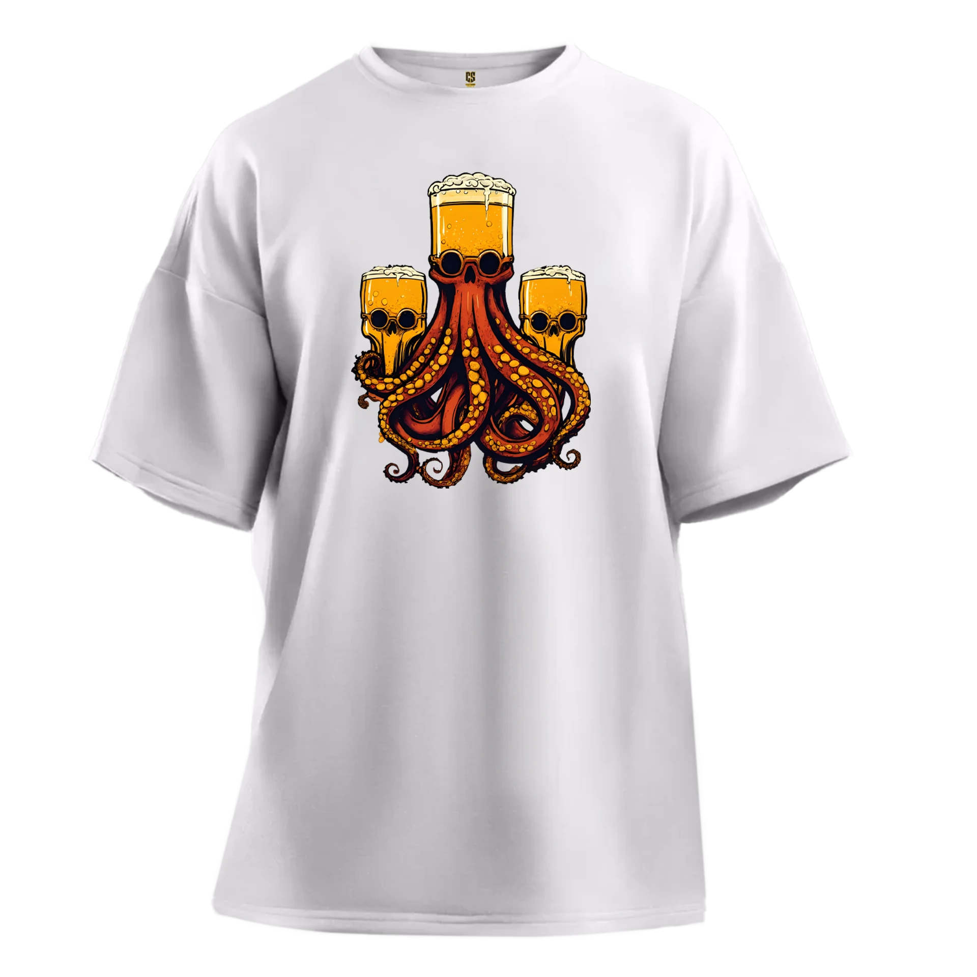 Beer Octopus Alcohol Series Ön Arka Baskılı (Unisex Tişört )