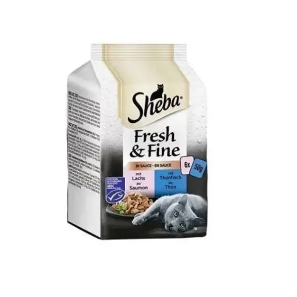 Sheba Pouch Fresh & Fine Sos İçerisinde Ton Balıklı ve Somonlu Yetişki