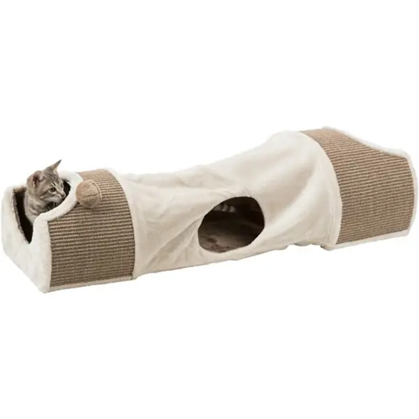 Trixie 2 Bölmeli Peluş ve Jüt Kumaşlı Kedi Oyun Tüneli