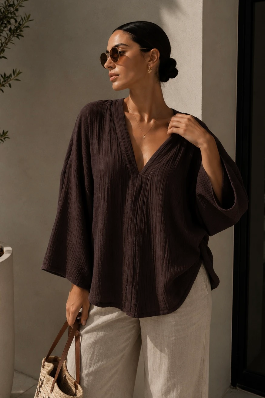 Kadın Müslin Oversize Bluz Salaş Kesim Yazlık Basic Ceket MY3535