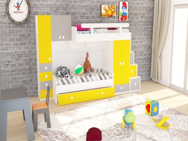 Ranza Modeli R-186 - Kaydıraklı Ranza - Çalışma Masalı Ranza - Dolaplı ...