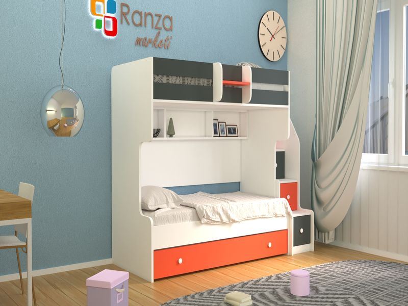 Ranza Modeli R-055 - Merdivenli Ranza - Beş Kişilik Ranza - Üç Kişilik ...