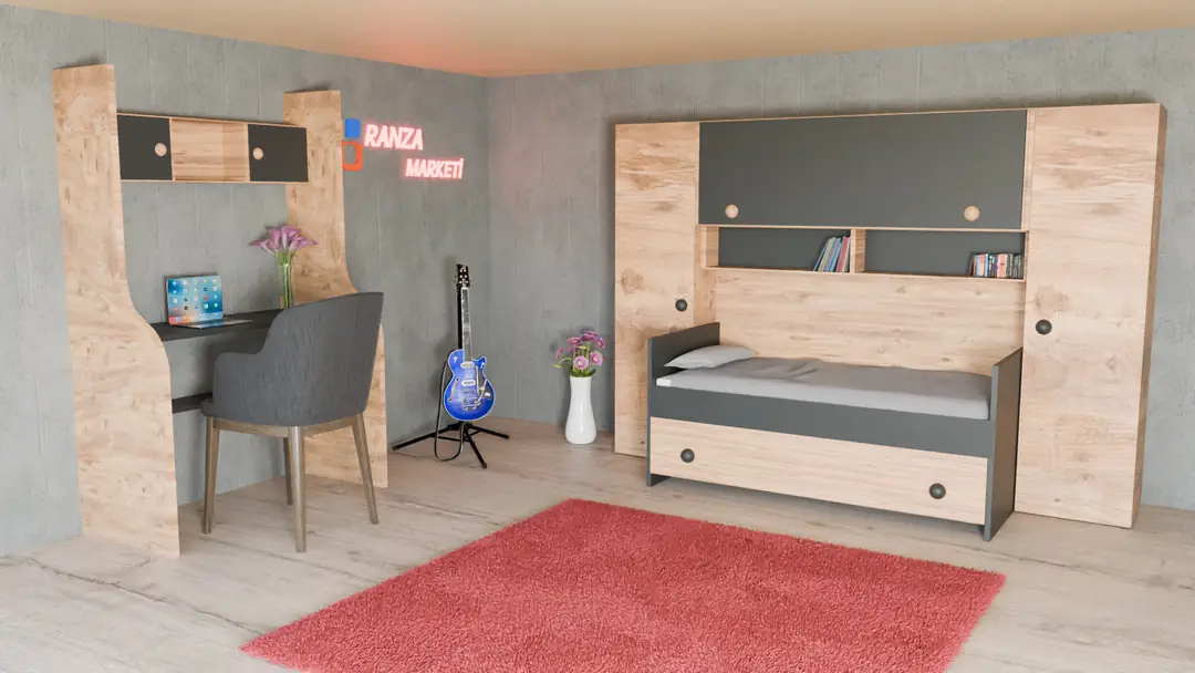 Ranza Modeli R-424 Bol Dolaplı Ranza - Çekmeceli Ranza - Yavrulu Ranza ...