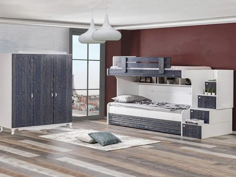 Ranza Modeli R-288 - Kaydıraklı Ranza - Çalışma Masalı Ranza - Dolaplı ...