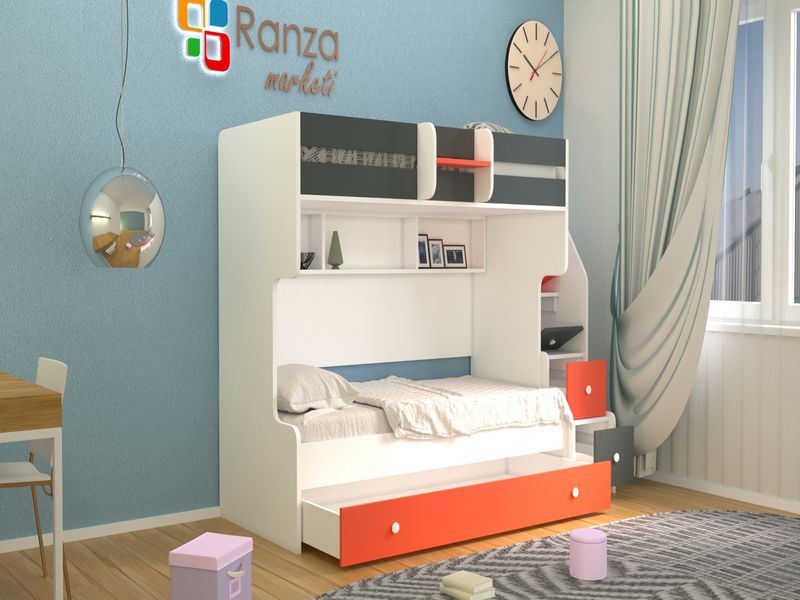 Ranza Modeli R-055 - Merdivenli Ranza - Beş Kişilik Ranza - Üç Kişilik ...